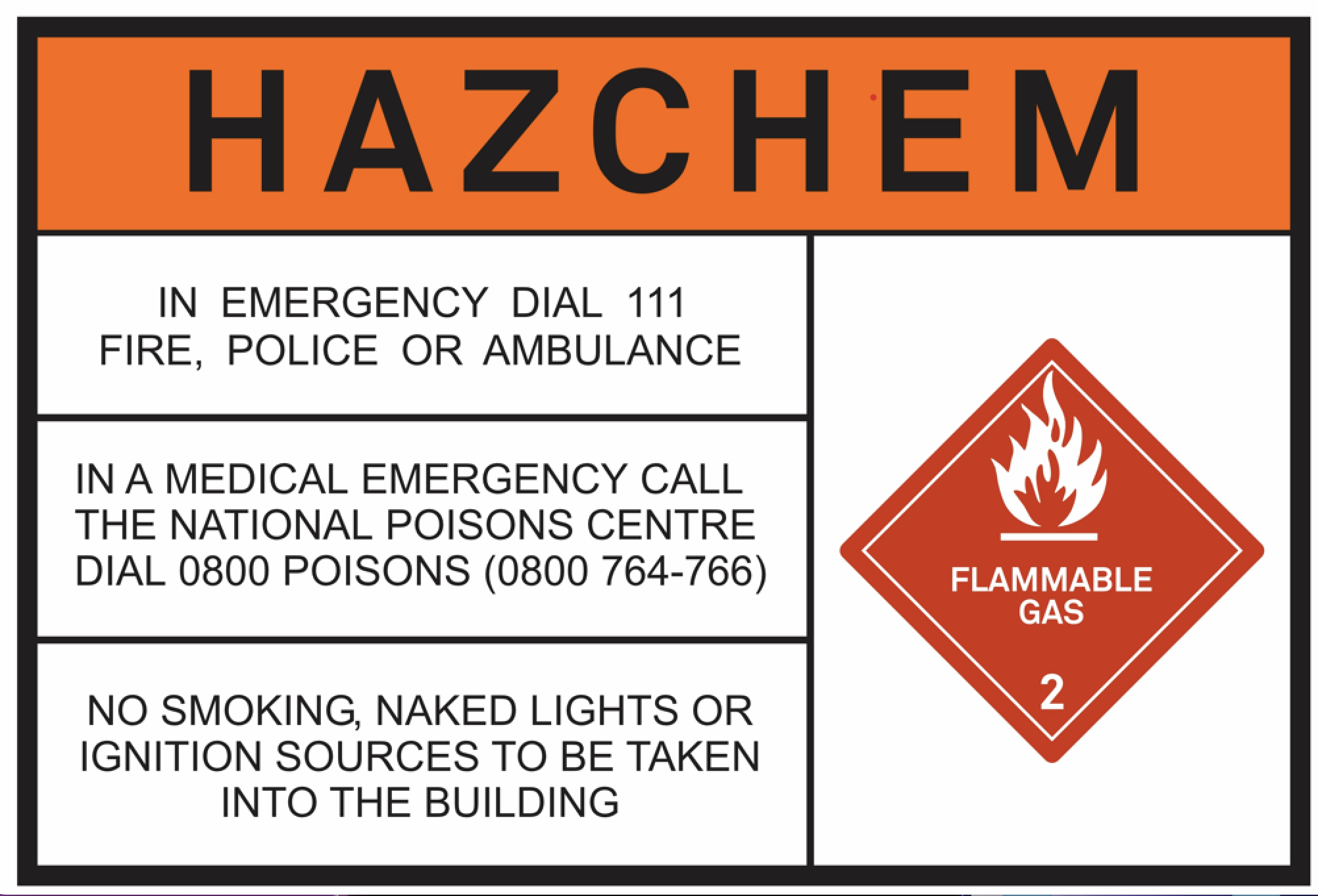 Hazchem Sign- Class 2 only- Rifft Safety Solutions